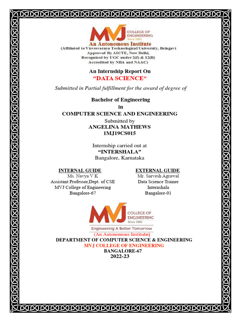 internship(CS015)report_ANGELINA MATHEWS | PDF | Data Science | Data