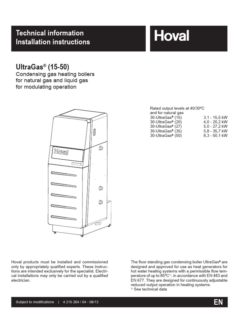 Hoval UltraGas 15 100 Operations UltraGas 2815-50-29 Technical ...