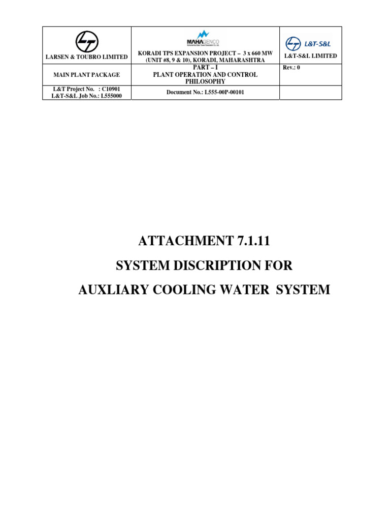 11 ACW Syestem Description | PDF | Pump | Heat Exchanger