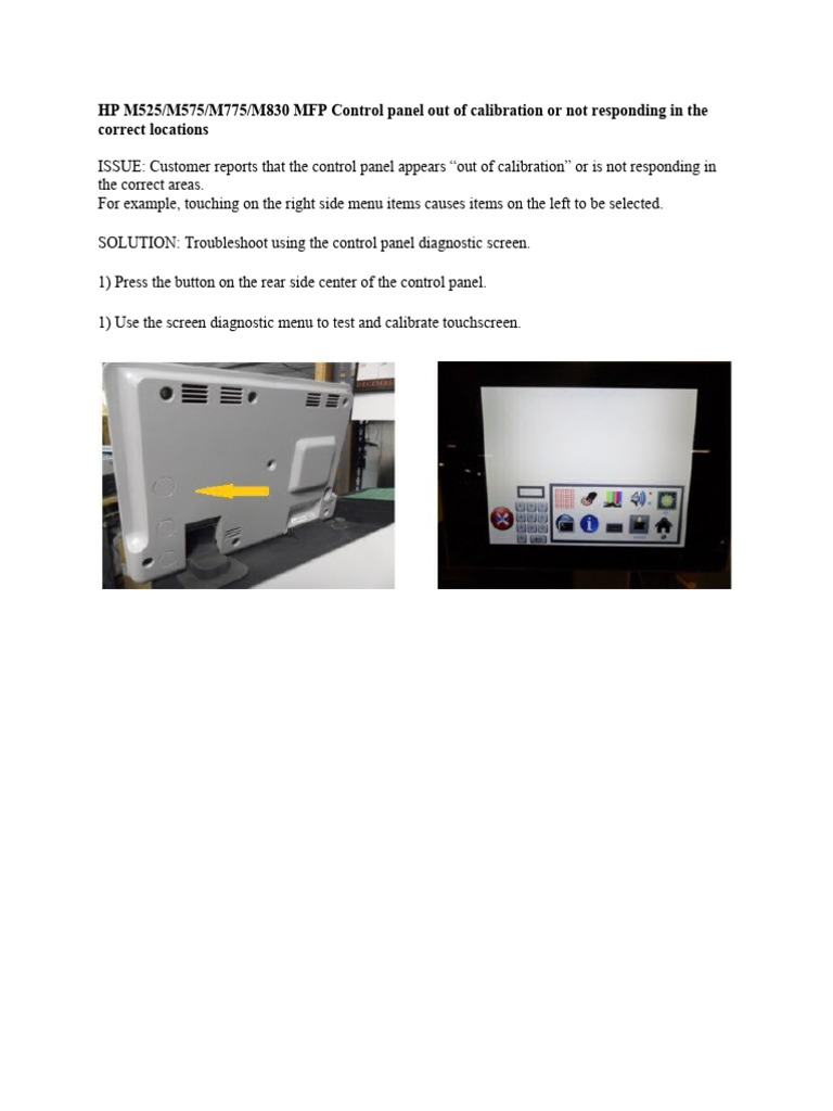 HP M525M575M775M830 MFP Control Panel Out of Calibration | PDF ...