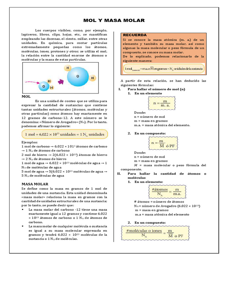 MASA ATÓMICA TERCERO (2) | PDF | Mole (Unidad) | Ciencias fisicas