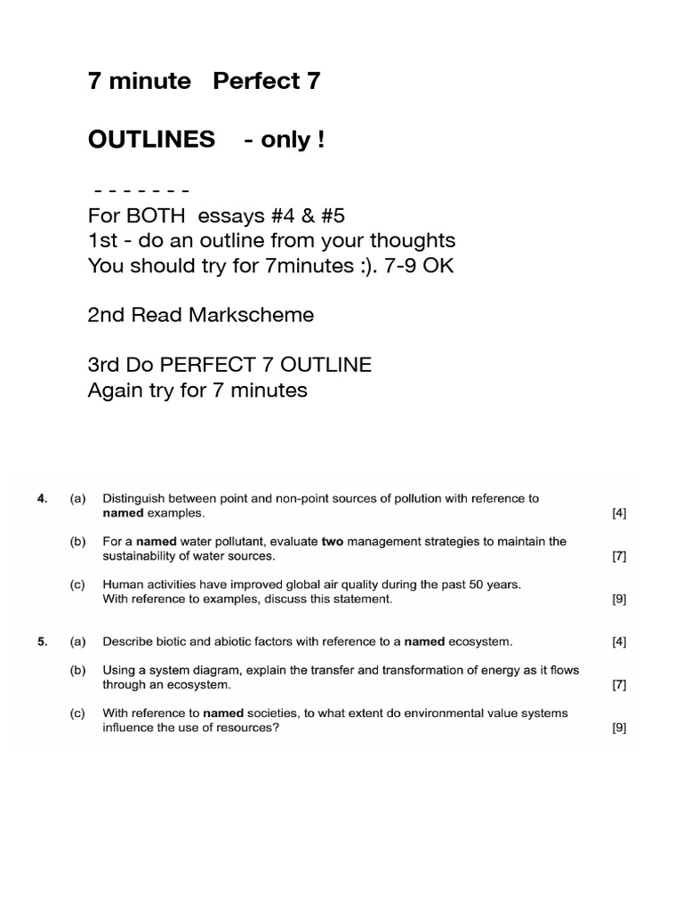 7 Minute Perfect 7 Outlines ONLY | PDF | Ecosystem | Sustainability