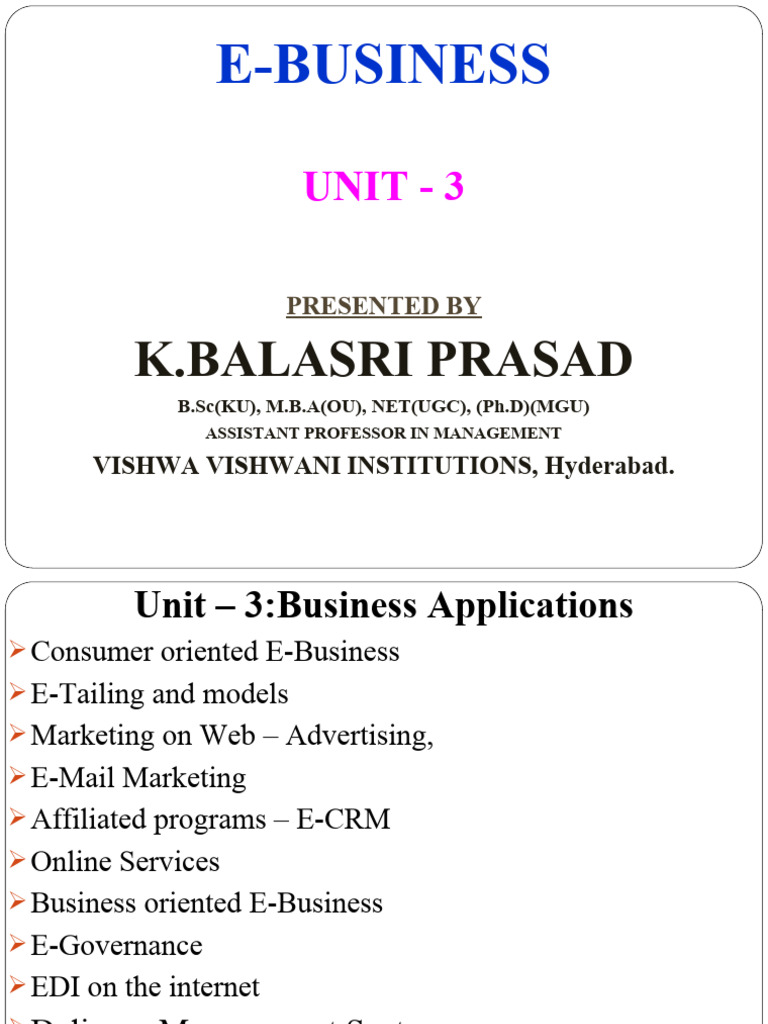 E Business Unit 3 | PDF | Electronic Data Interchange | Online Shopping