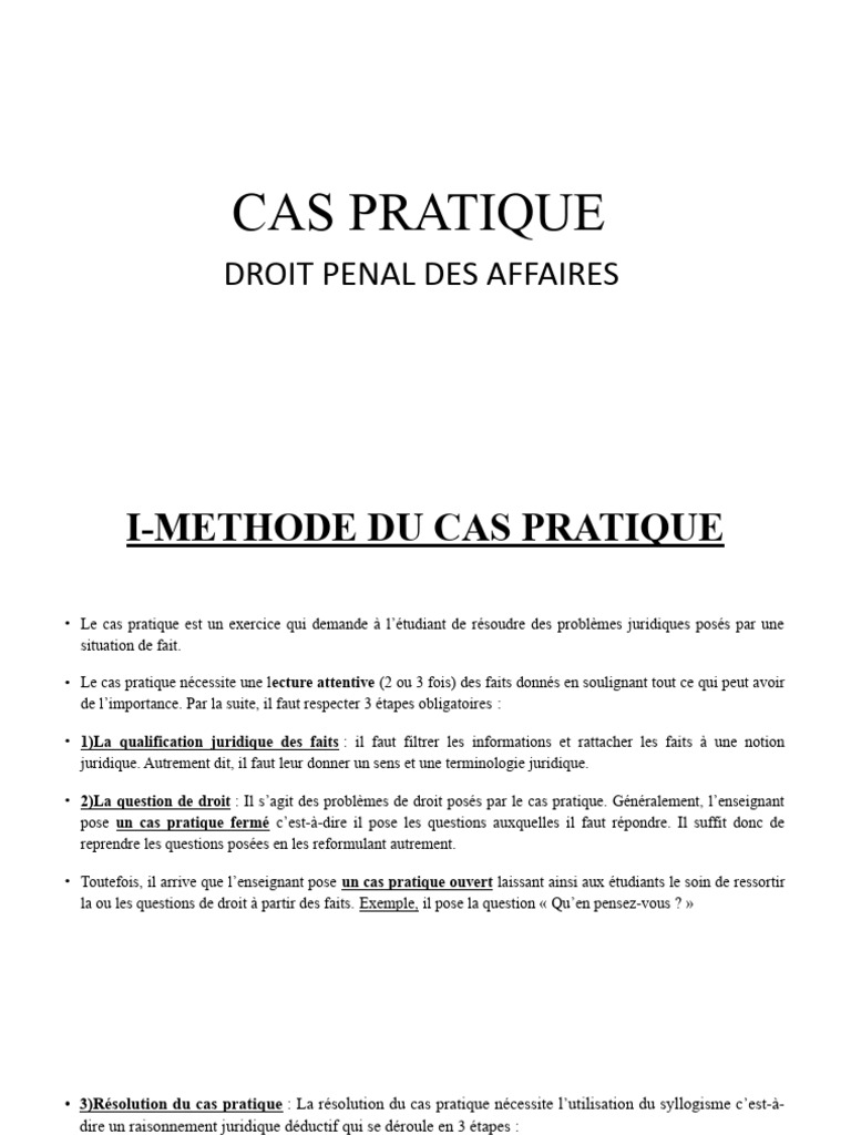 CAS PRATIQUE PARTIE 1 Droit Pénal | PDF | la corruption | Loi criminelle