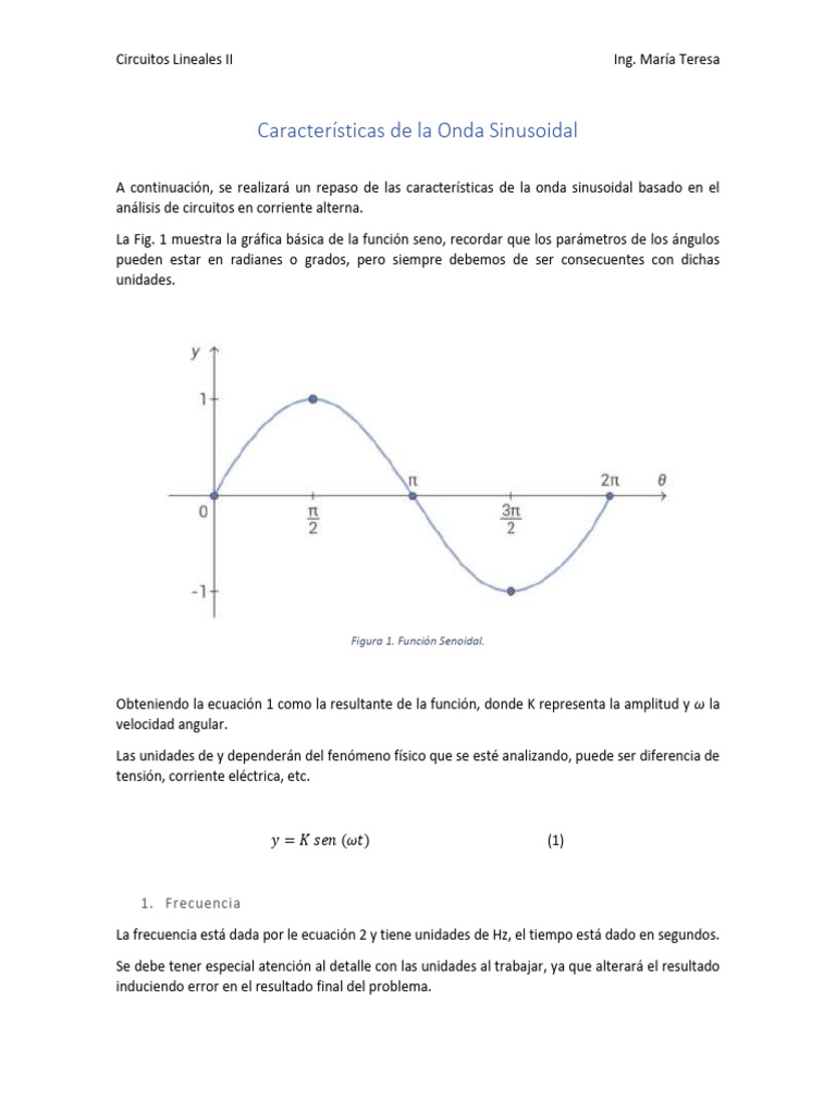 Características de la Onda Sinusoidal | PDF | Amplitud | Olas