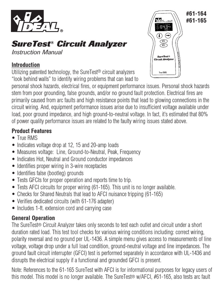 61 164 Suretest Circuit Analyzer Instructions | Download Free PDF ...