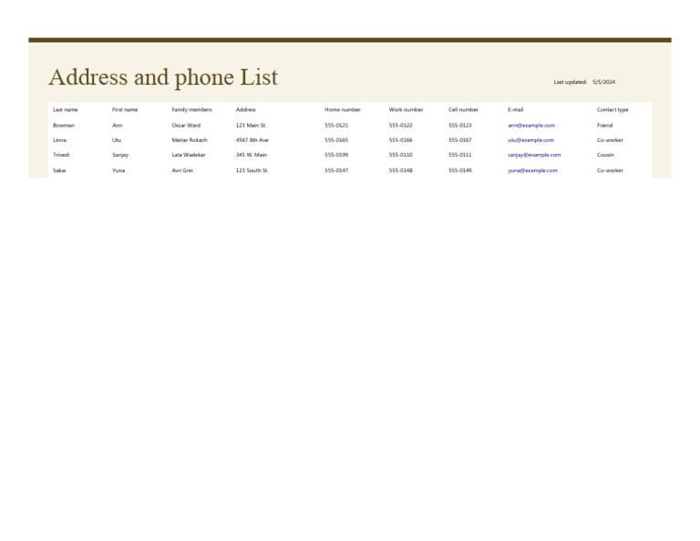 Address and Phone List | PDF
