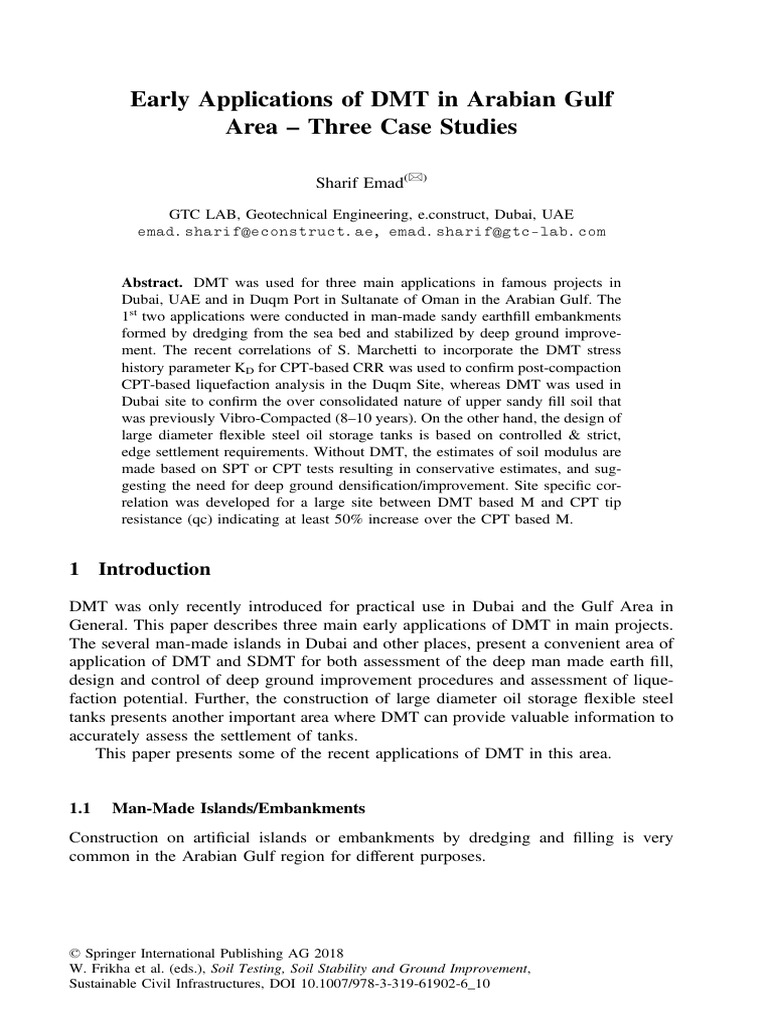 Early Applications of DMT in Arabian Gulf Area - Three Case Studies | PDF | Young's Modulus ...