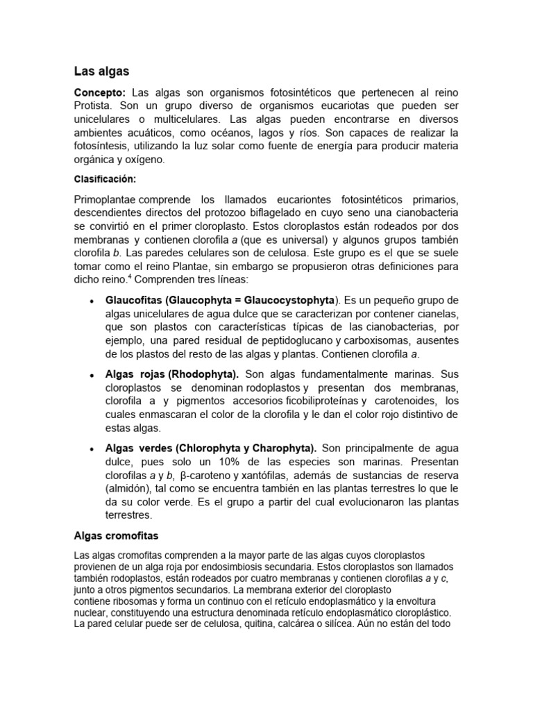 Características y usos de las algas | PDF | Algas | Plantas