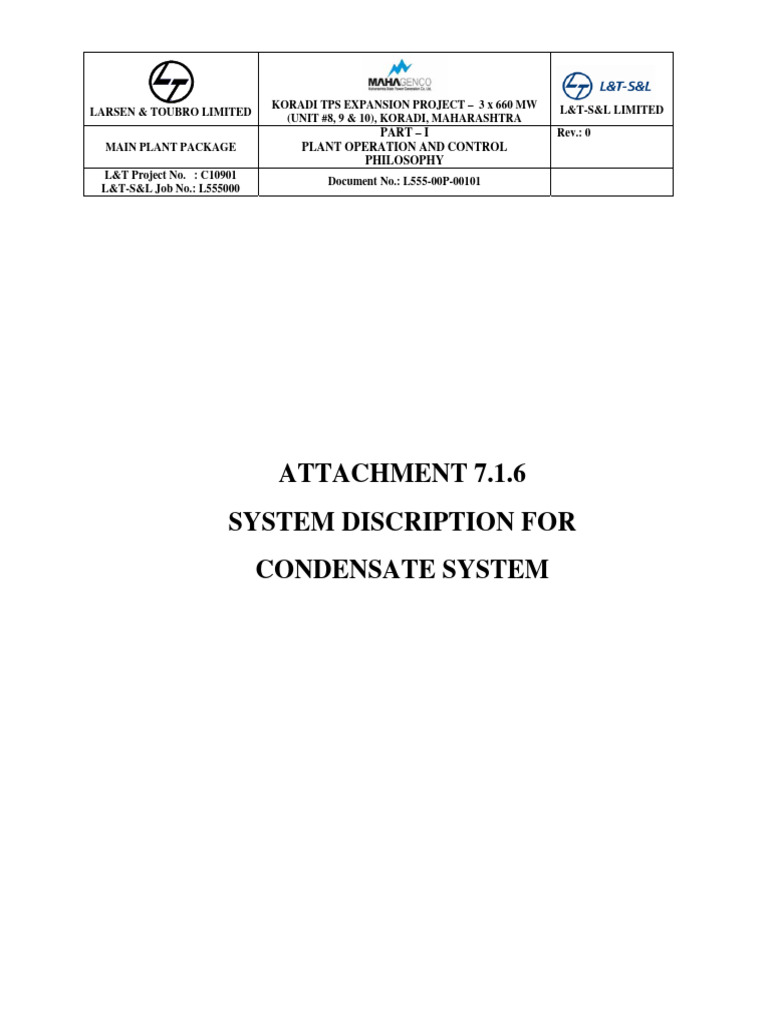 06 Condensate System Description | PDF | Pump | Valve