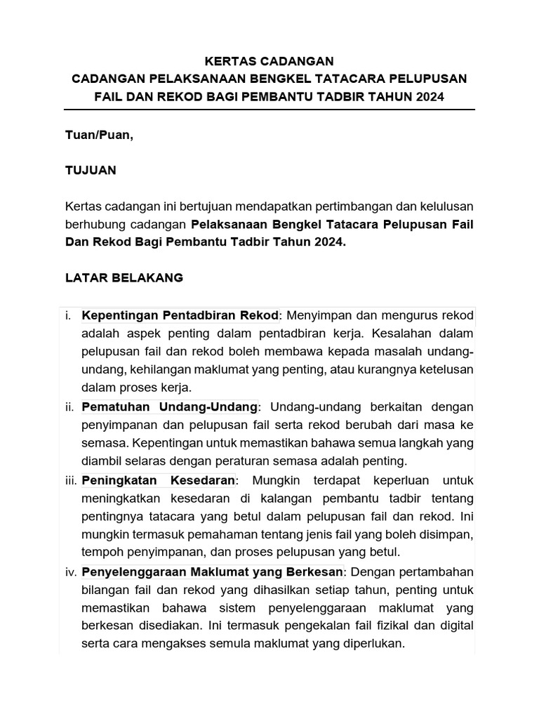 Kertas Cadangan Latihan Keptan | PDF