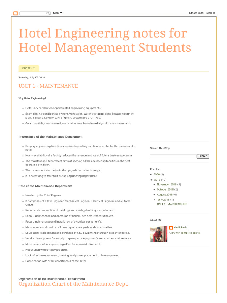 Hotel Engineering Notes For Hotel Management Stude | PDF | Mechanical ...