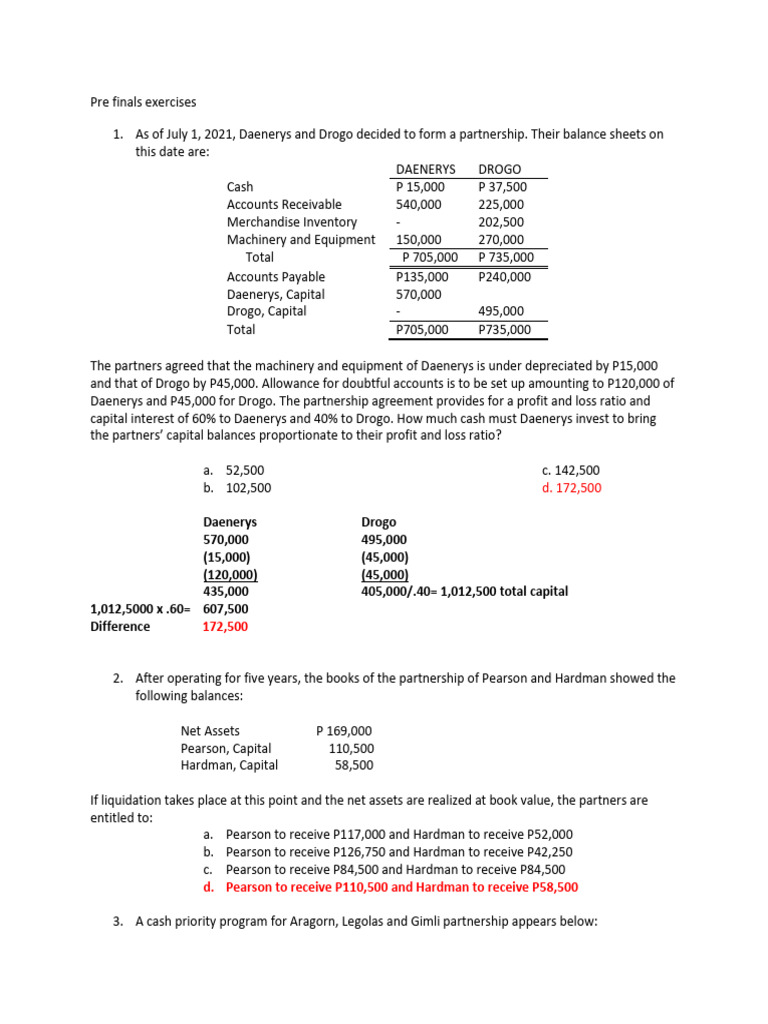 Pre Finals Exercises PDF | PDF | Dividend | Treasury Stock