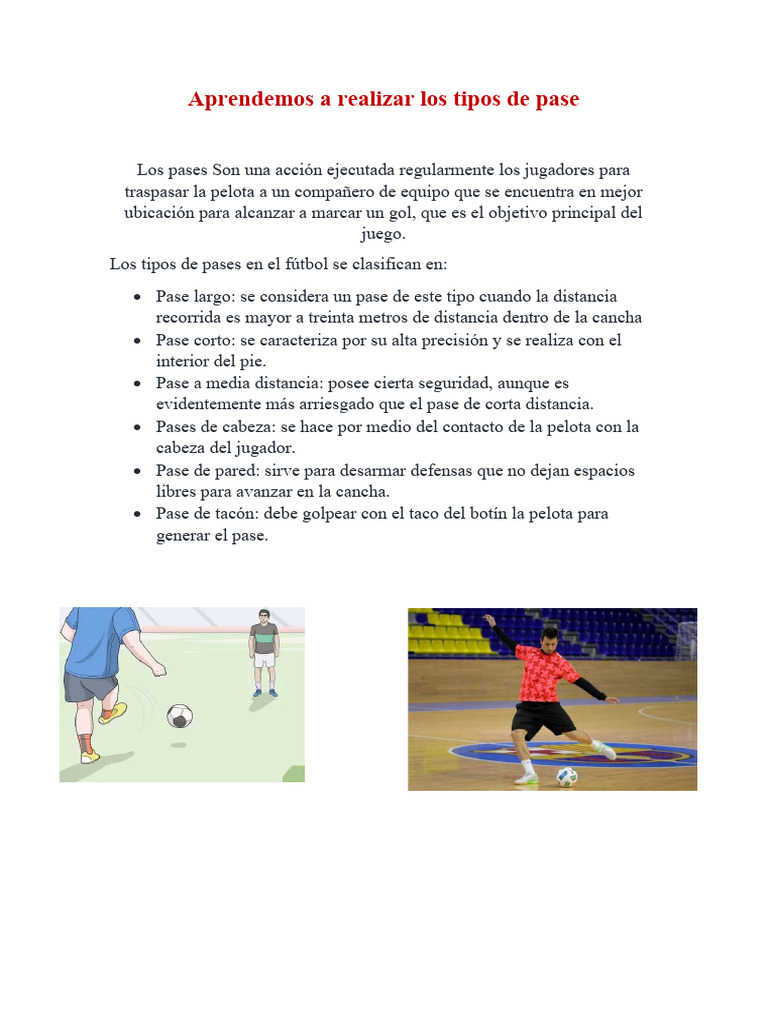 Aprendemos A Realizar Los Tipos de Pase | PDF
