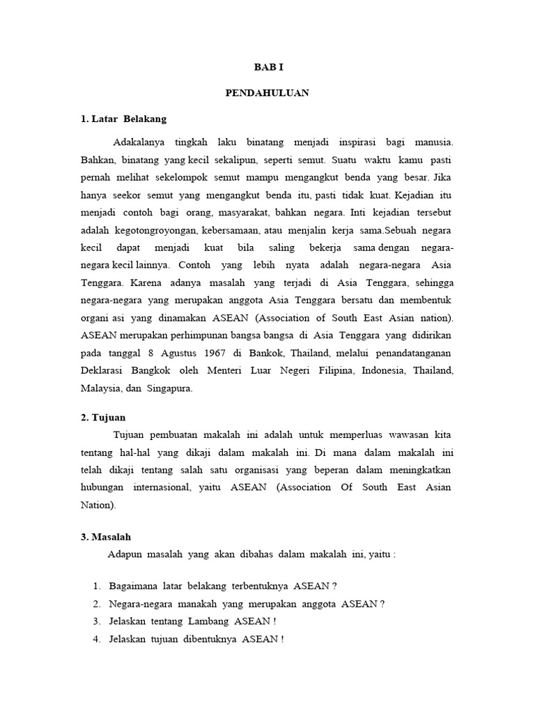 Sejarah dan Tujuan Pembentukan ASEAN | PDF