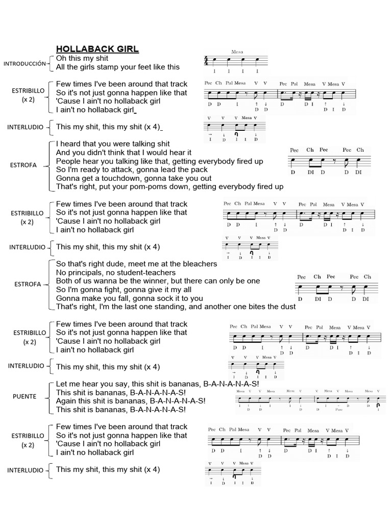 Significado de "Hollaback Girl" | PDF | Musica Popular | Grabación de ...