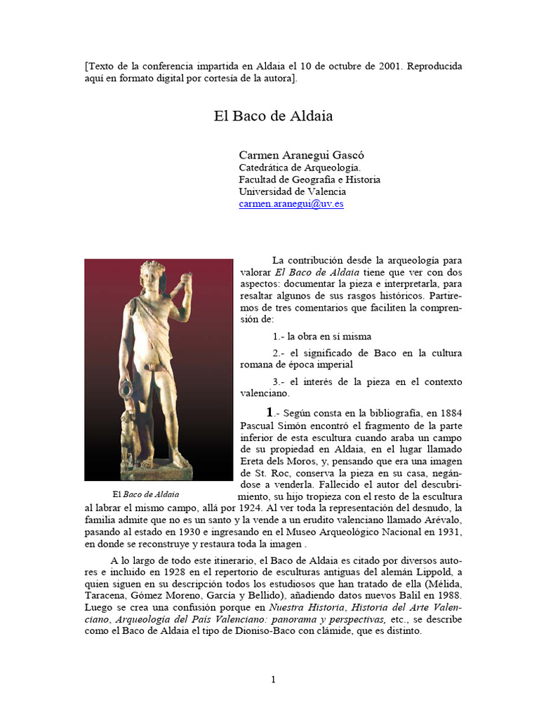 El Baco de Aldaia 0 | PDF | Dioniso | imperio Romano