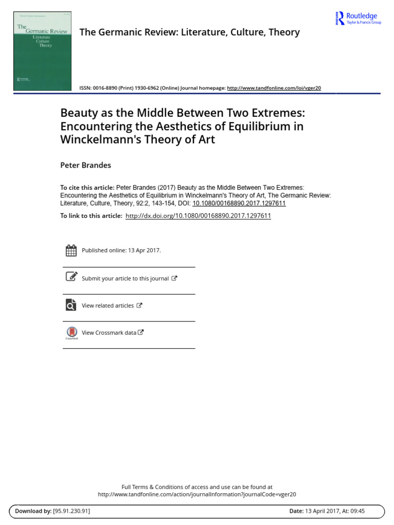 Brandes, Beauty As The Middle Between Two Extremes | PDF | Allegory ...