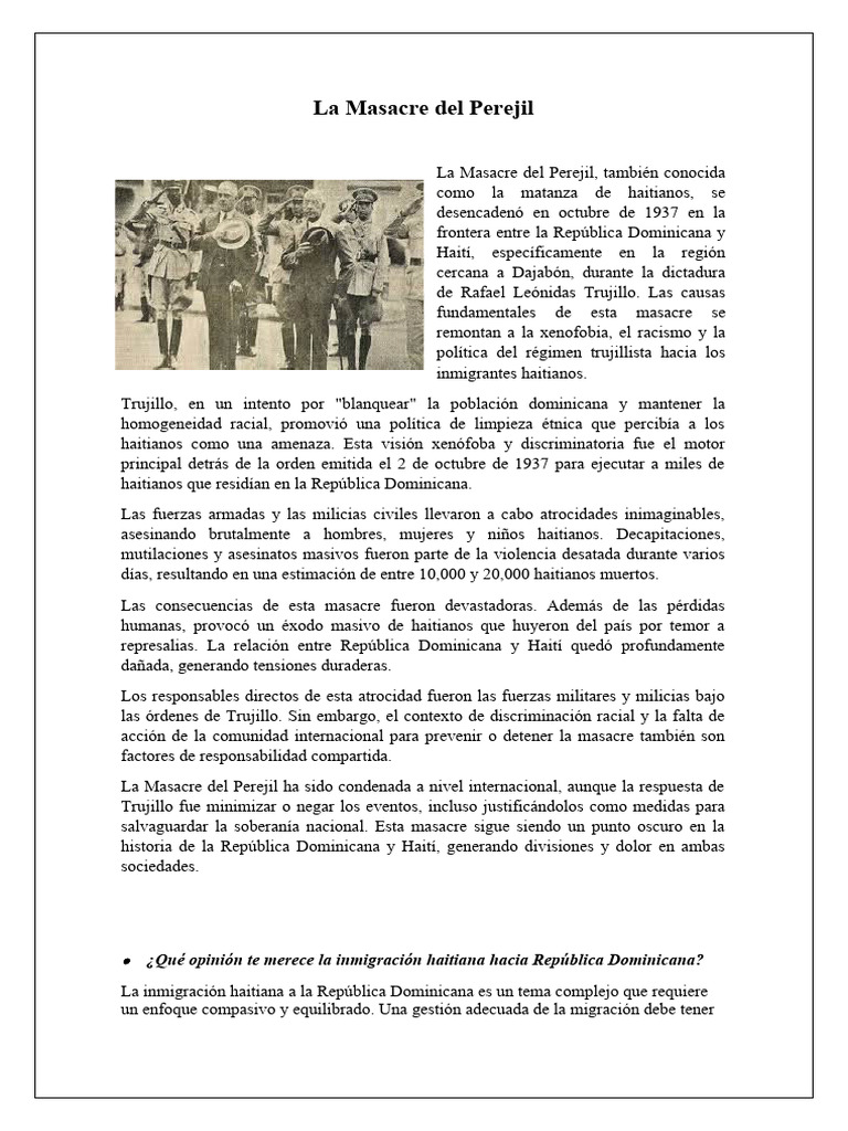La Masacre del Perejil en 1937 | PDF | Migración humana | Haití