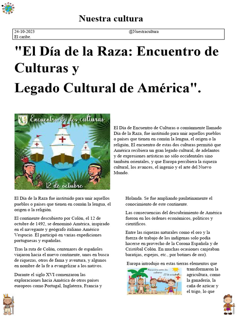 El Día de La Raza: Encuentro de Culturas y Legado Cultural de América ...