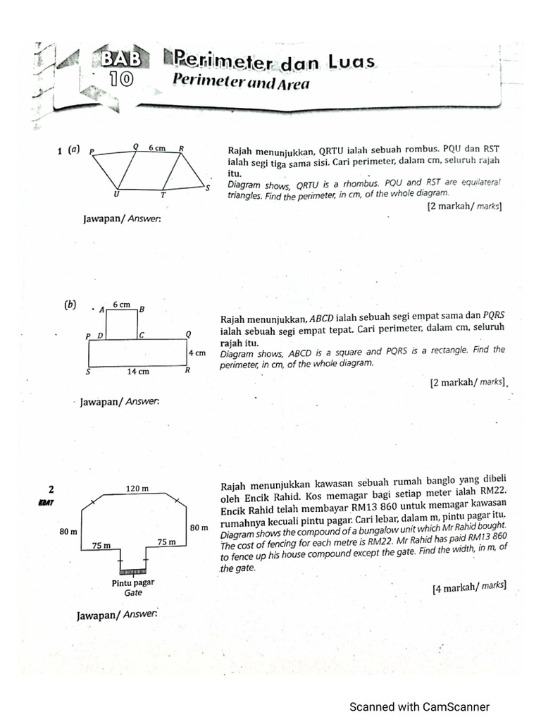 F1 Math perimeter and area | PDF
