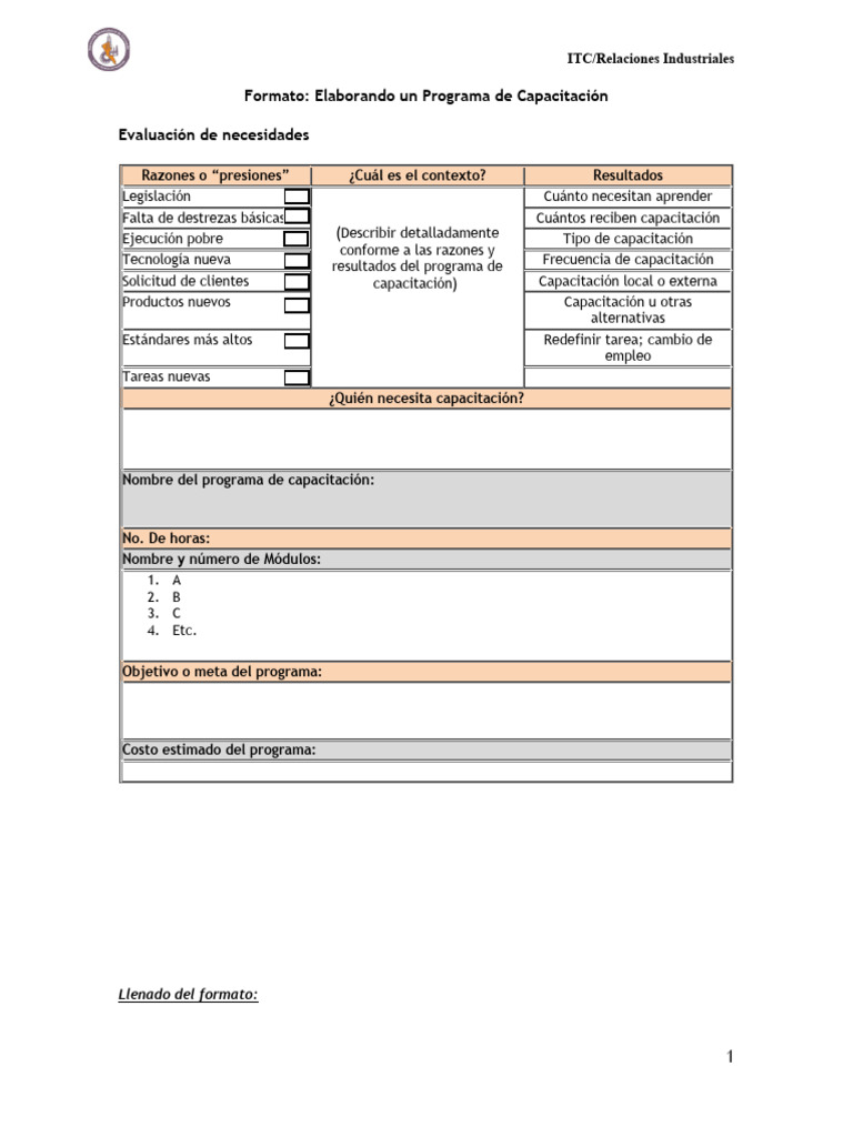 Formato para elaborar un PC | PDF