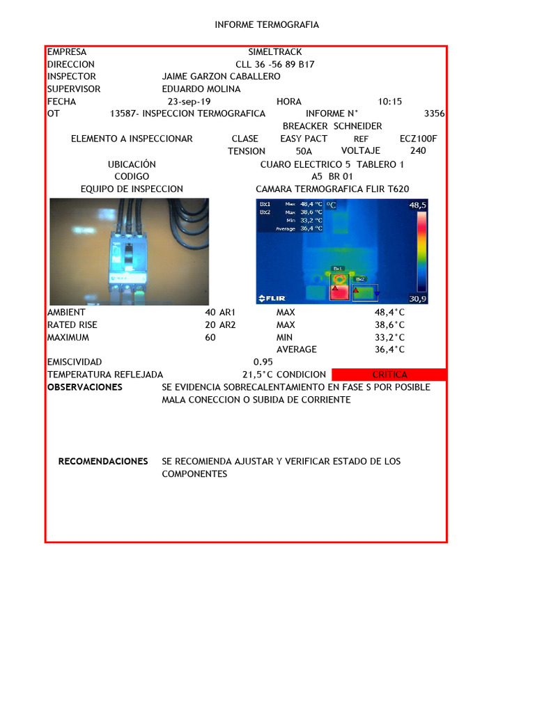 Informes de Termografia - Electricidad | PDF | Física Aplicada e Interdisciplinaria | Electrónica