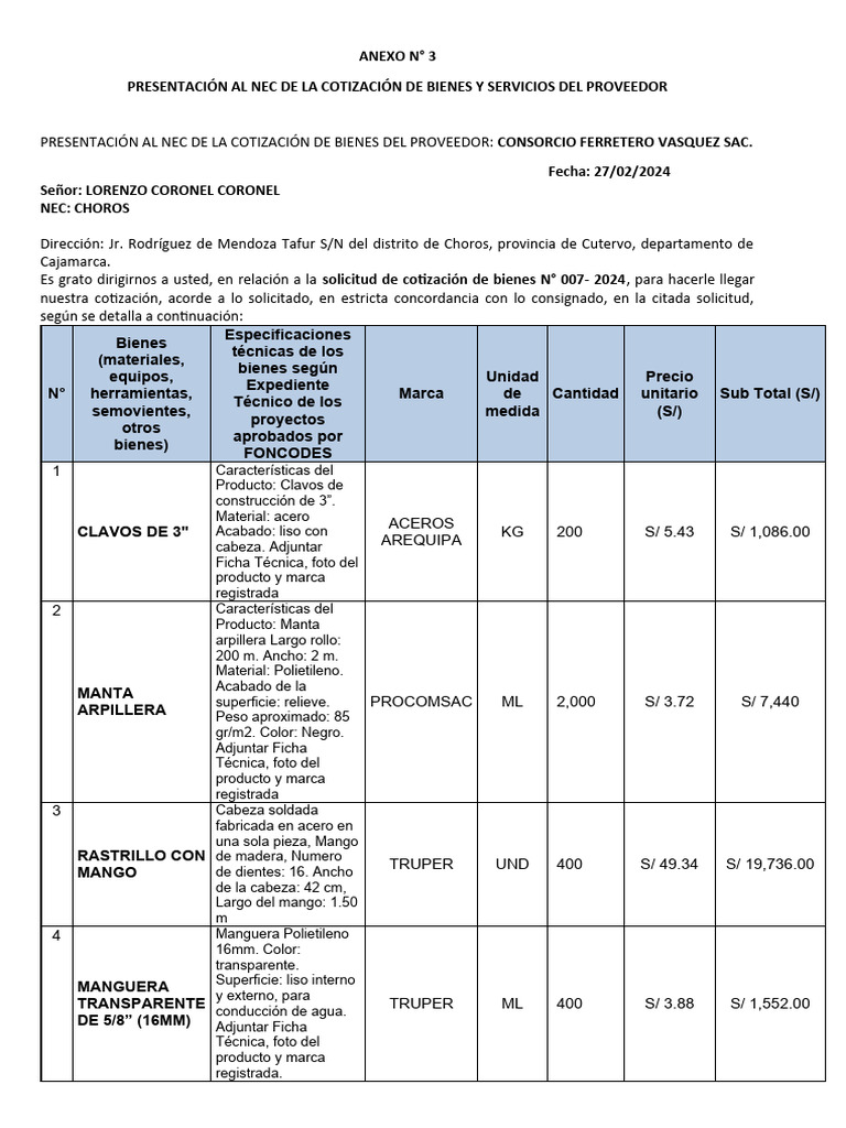 Anexo N°3 Nec Choros | PDF | Polímeros orgánicos | Sólido amorfo