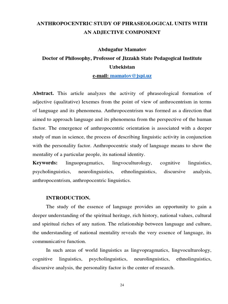 3+article +Mamatov+A + | PDF | Linguistics | Adjective