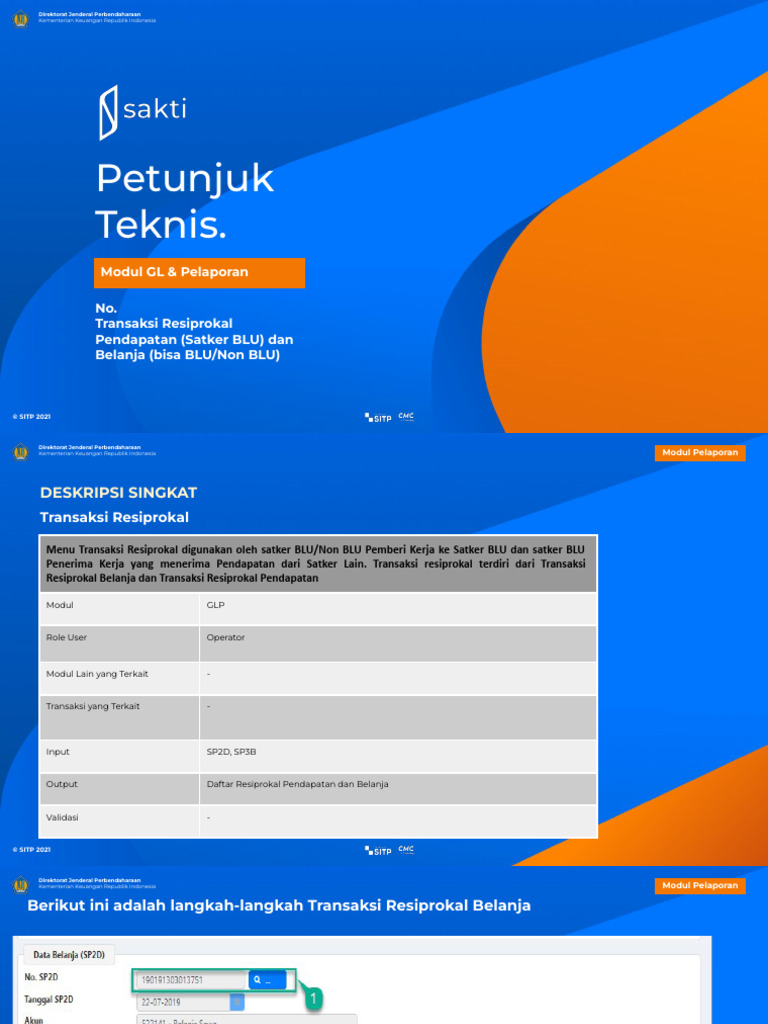Panduan Transaksi Resiprokal Satker BLU | PDF