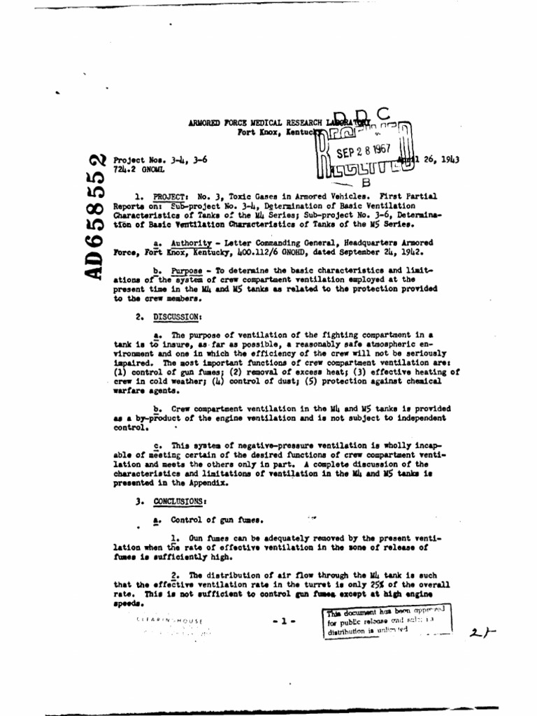 Fort Knox Report On Toxic Gases in Crew Compartment of Armored Vehicles 1943 | PDF | Atmosphere ...