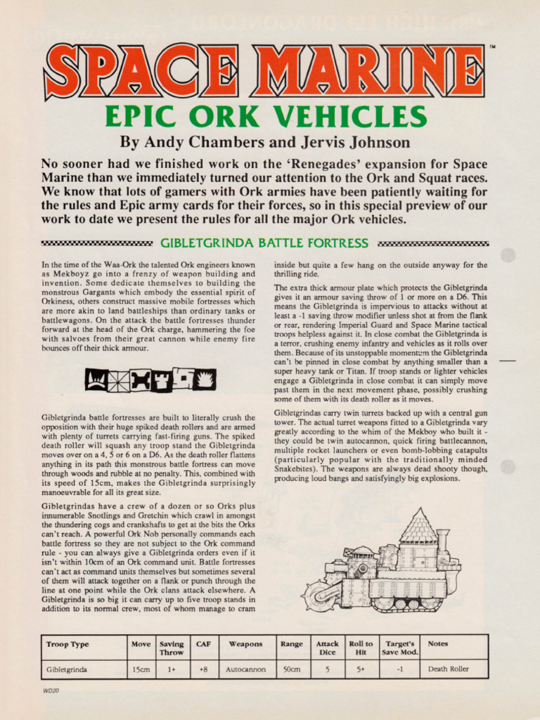 Ork Vehicles - White Dwarf 149 Pt1 | PDF