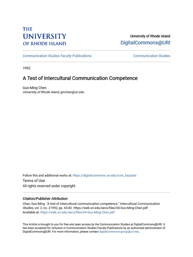 A Test of Intercultural Communication Competence | Download Free PDF ...