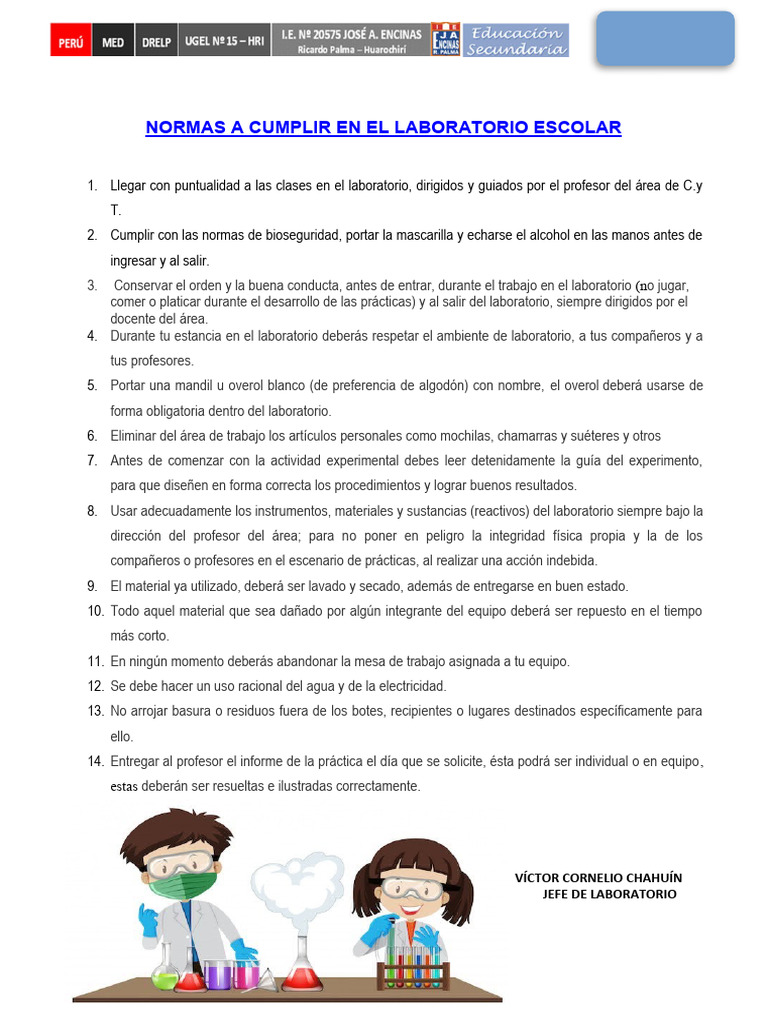 Normas de Laboratorio-2 2023 | PDF | Laboratorios | Maestros