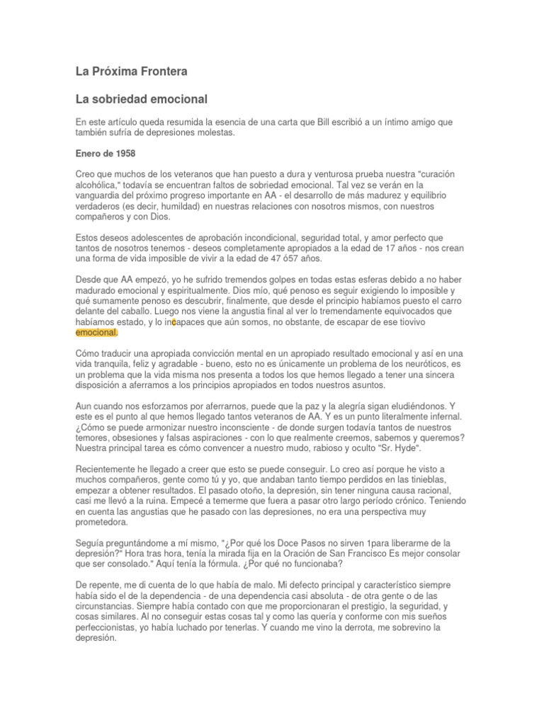 La Próxima Frontera Sobriedad Emocional | PDF | Amor | Las emociones