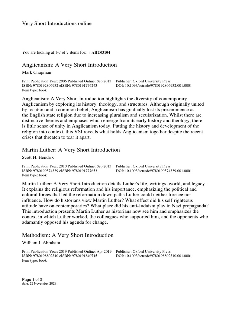 Anglicanism A Very Short Introduction | PDF | Protestantism | Puritans