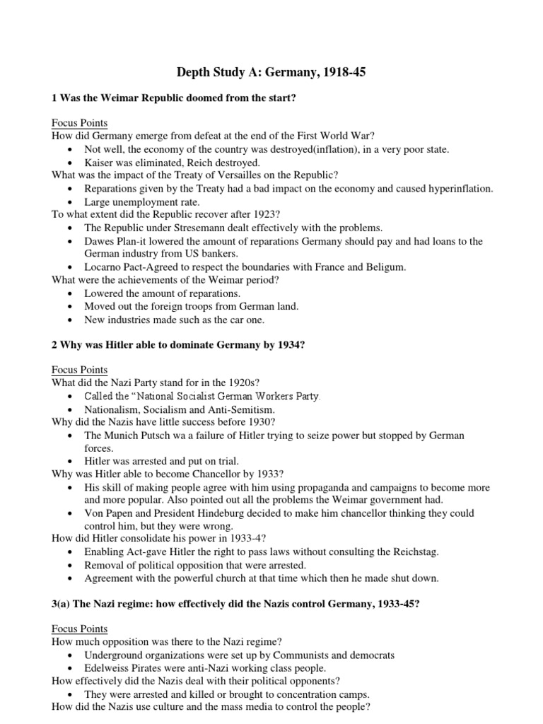History Revision IGCSE | PDF | Weimar Republic | Nazi Germany
