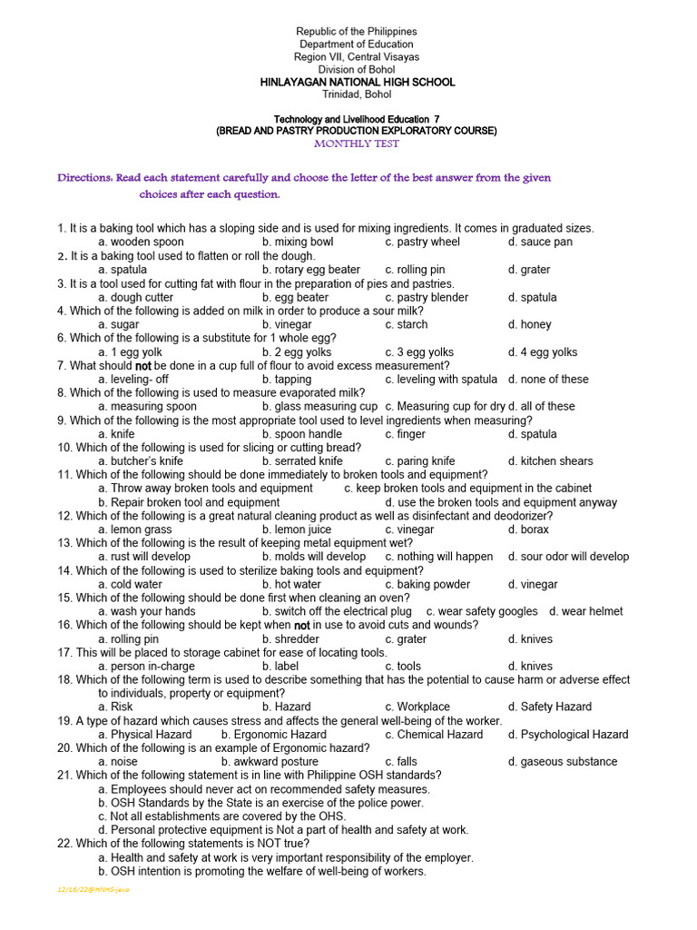 B&P 7 | PDF | Occupational Safety And Health | Cakes