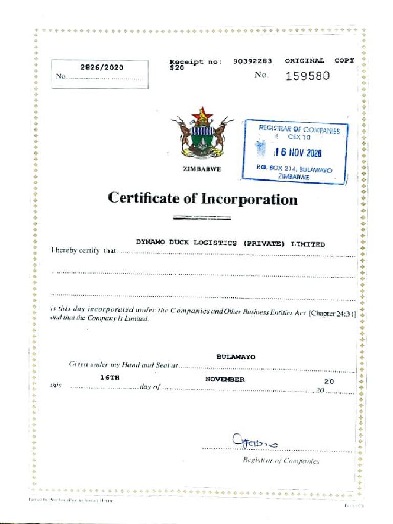 Certificate of Incorporation | PDF
