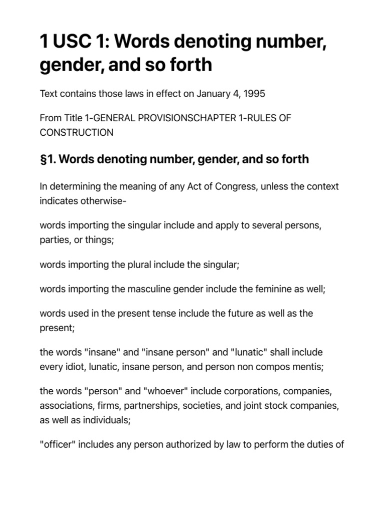 1 USC 1 - Words Denoting Number, Gender, and So Forth | Download Free ...