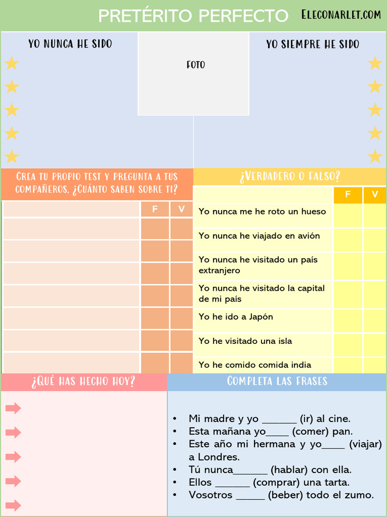 Ejercicios de Pretérito Perfecto | PDF