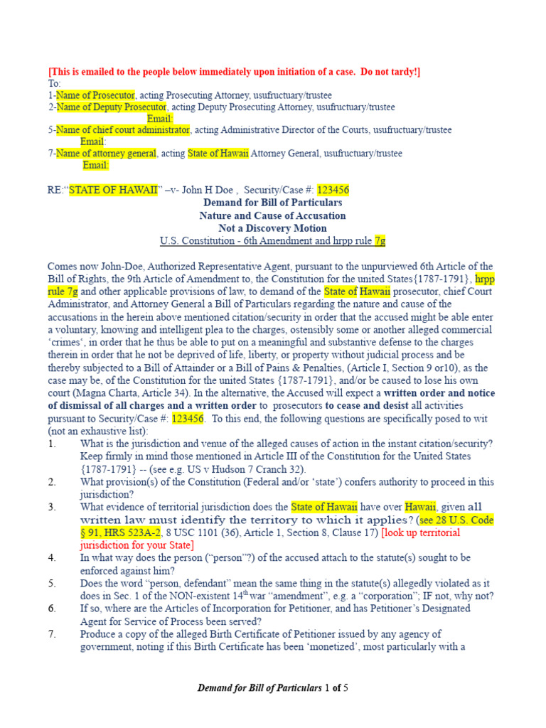 Template LJ Bill of Particulars 04-24 | PDF | Burden Of Proof (Law ...