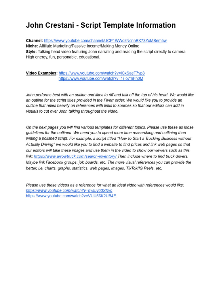 John Crestani - Script Template Information | PDF | Affiliate Marketing ...