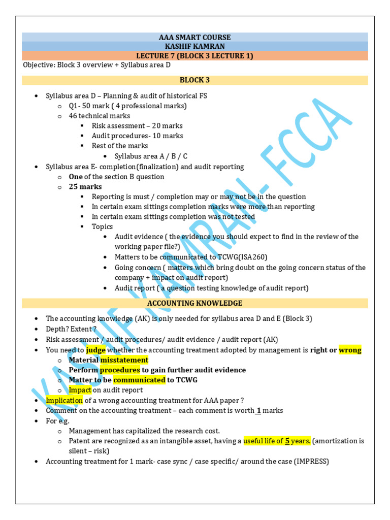 Block 3 Lecture Notes | PDF | Audit | Debits And Credits