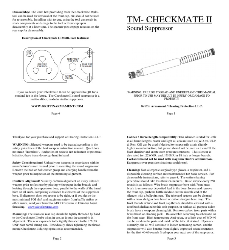 Checkmate II .22lr Manual. | PDF | Firearms | Weapon Design