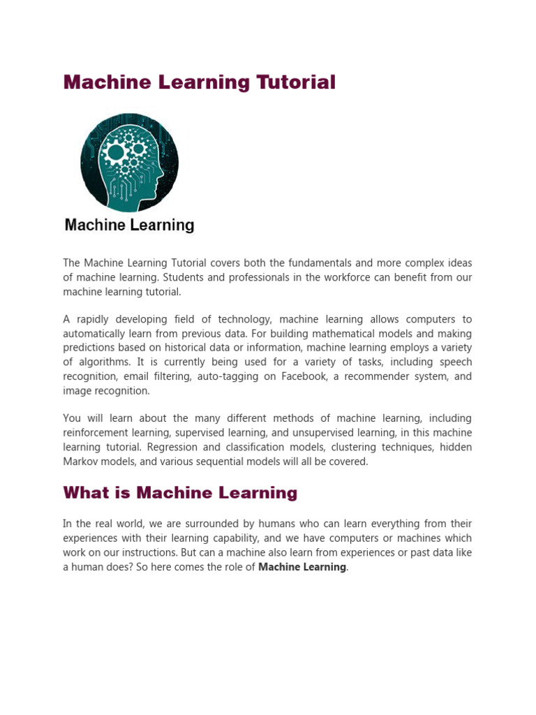 1.ML | PDF | Machine Learning | Artificial Intelligence