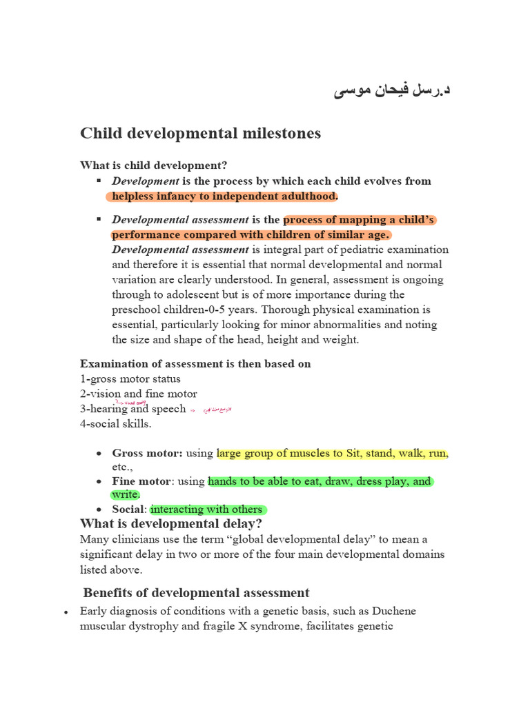 Ssell Pediatrics 01.child Developmental Milestones | Download Free PDF ...