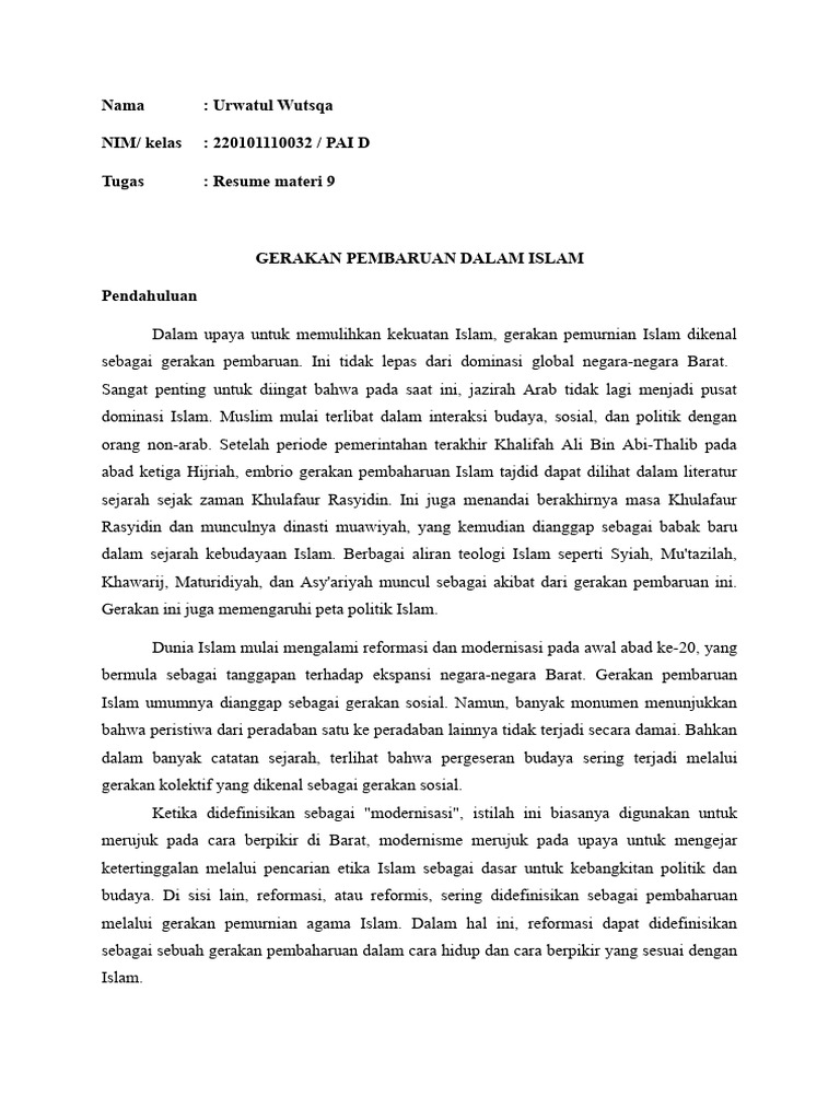 SKI Gerakan Pembaruan Dalam Islam | PDF | Politik | Agama & Spiritualitas