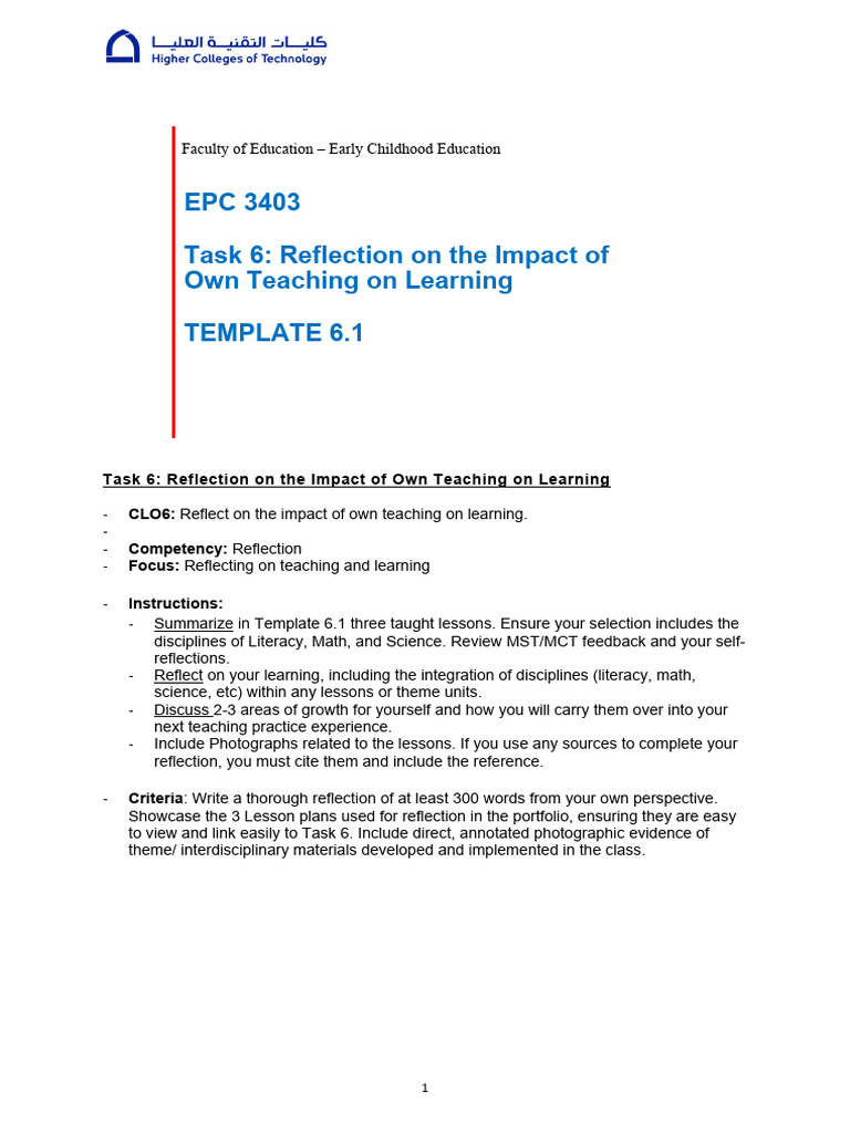 EPC 3403 Task 6 | PDF | Disciplines | Literacy