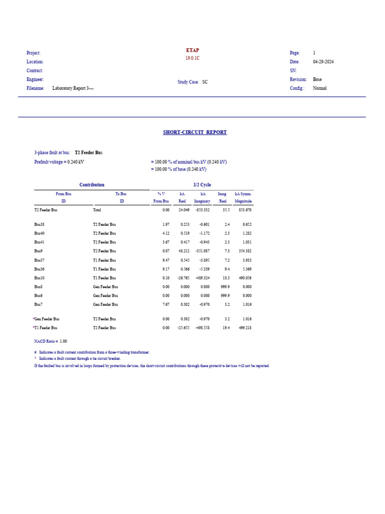 Fault at T2 Feeder Bus - NormalConditionWithError.SA1S - Short-Circuit ...